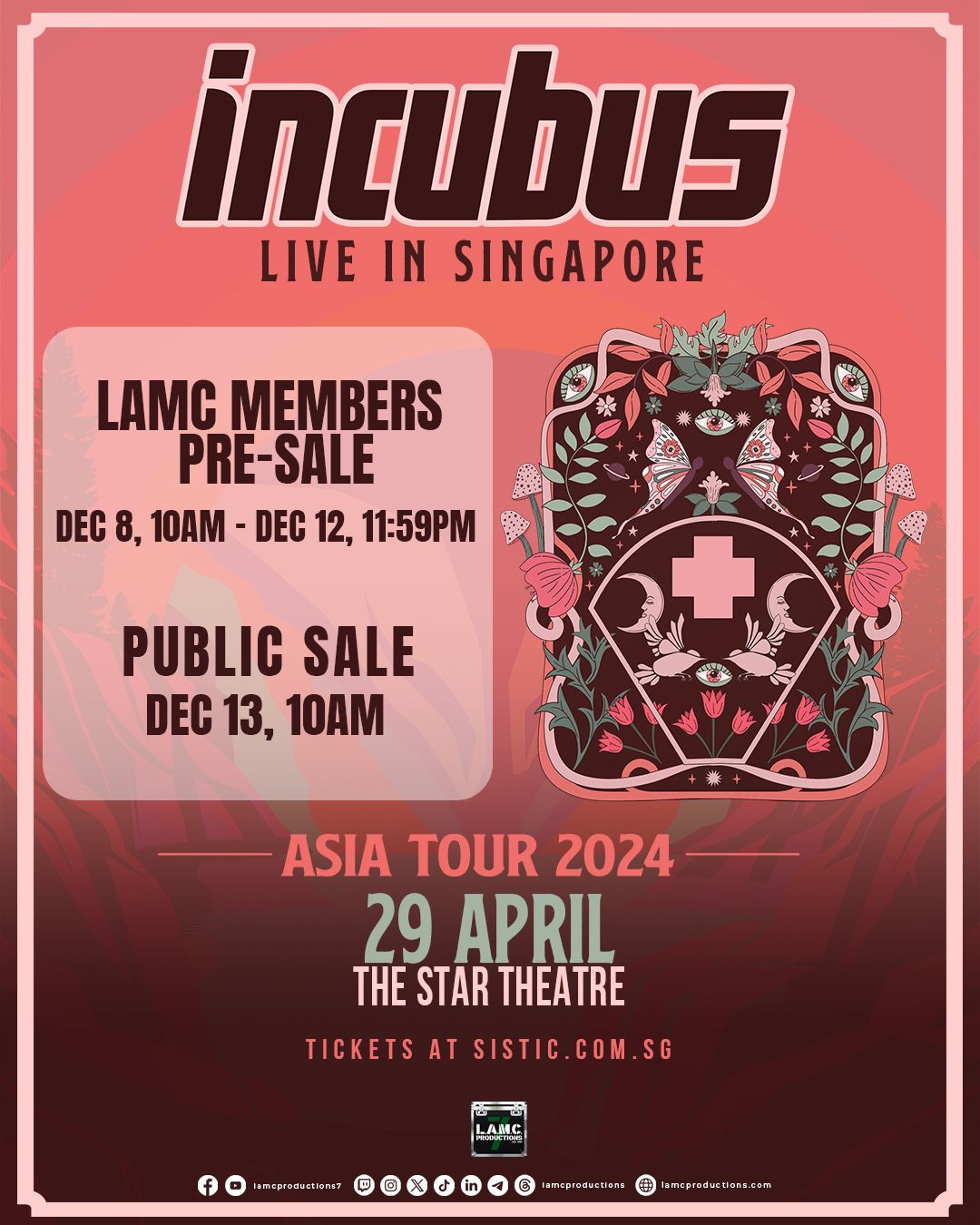 LAMC Productions presents INCUBUS Live in Singapore on 29 April 2024 at ...